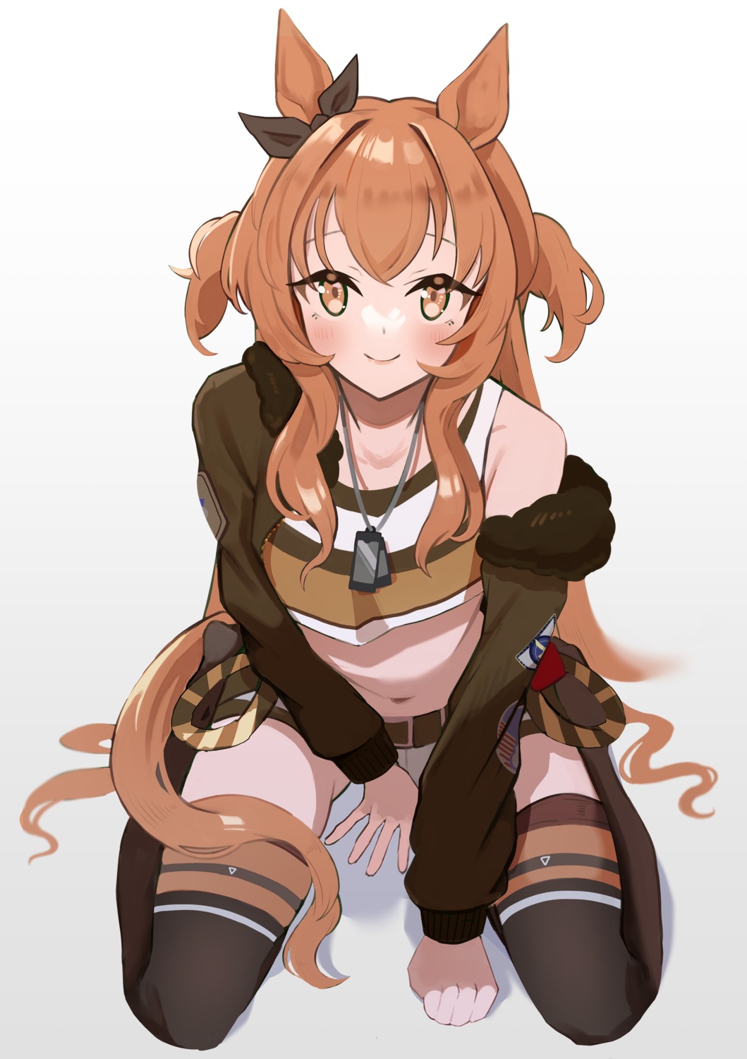 sansaisoba uma musume pretty derby mayano top gun (umamusume) animal ears tail thighhighs ...